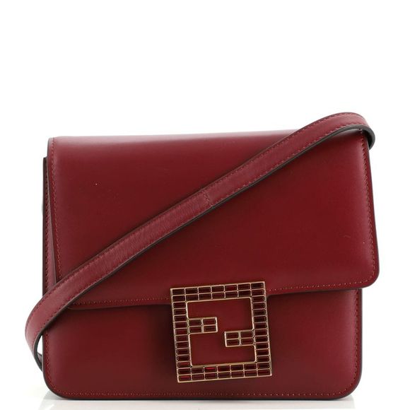 Fendi | Bags | Fendi Fab Bag Leather With Crystals Mini Red | Poshmark